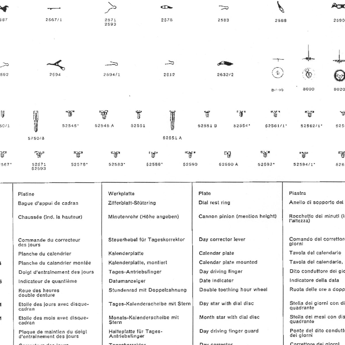 Zenith Vintage Watch Movement Technical PART SHEETS Repairs Data PDF F ...
